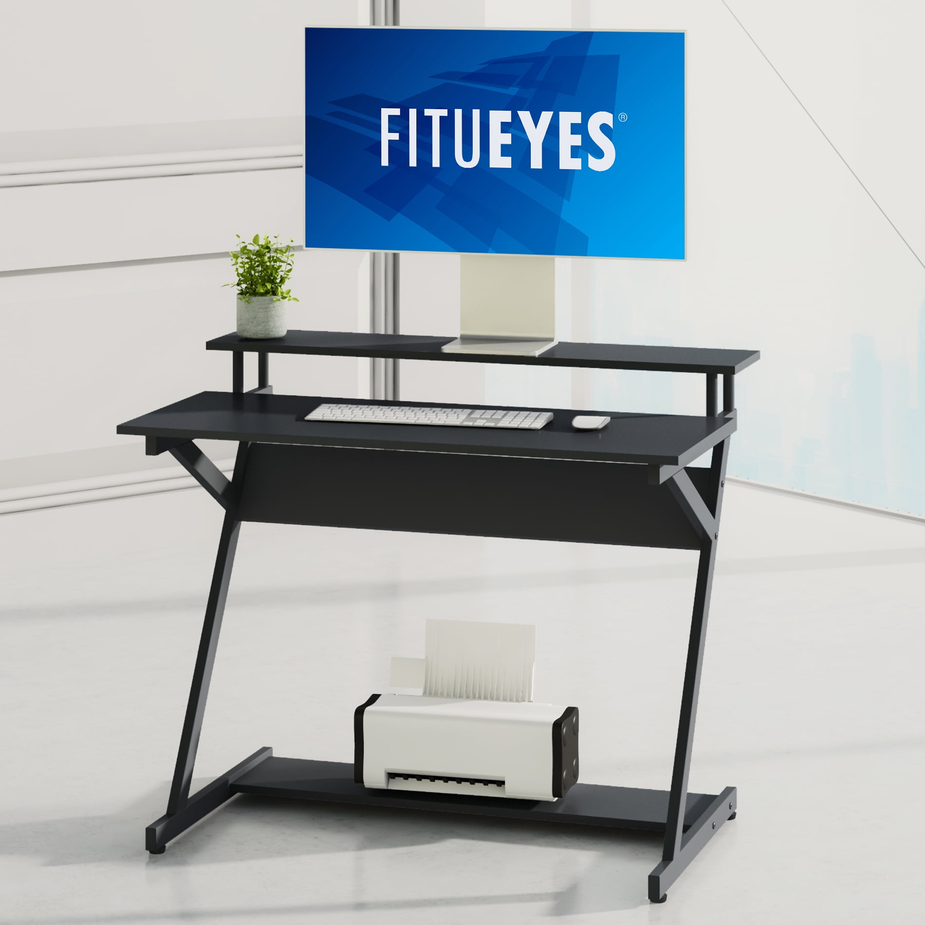 FITUEYES Computer Desk for Small Spaces, 39.4" Small Desk with Monitor ...