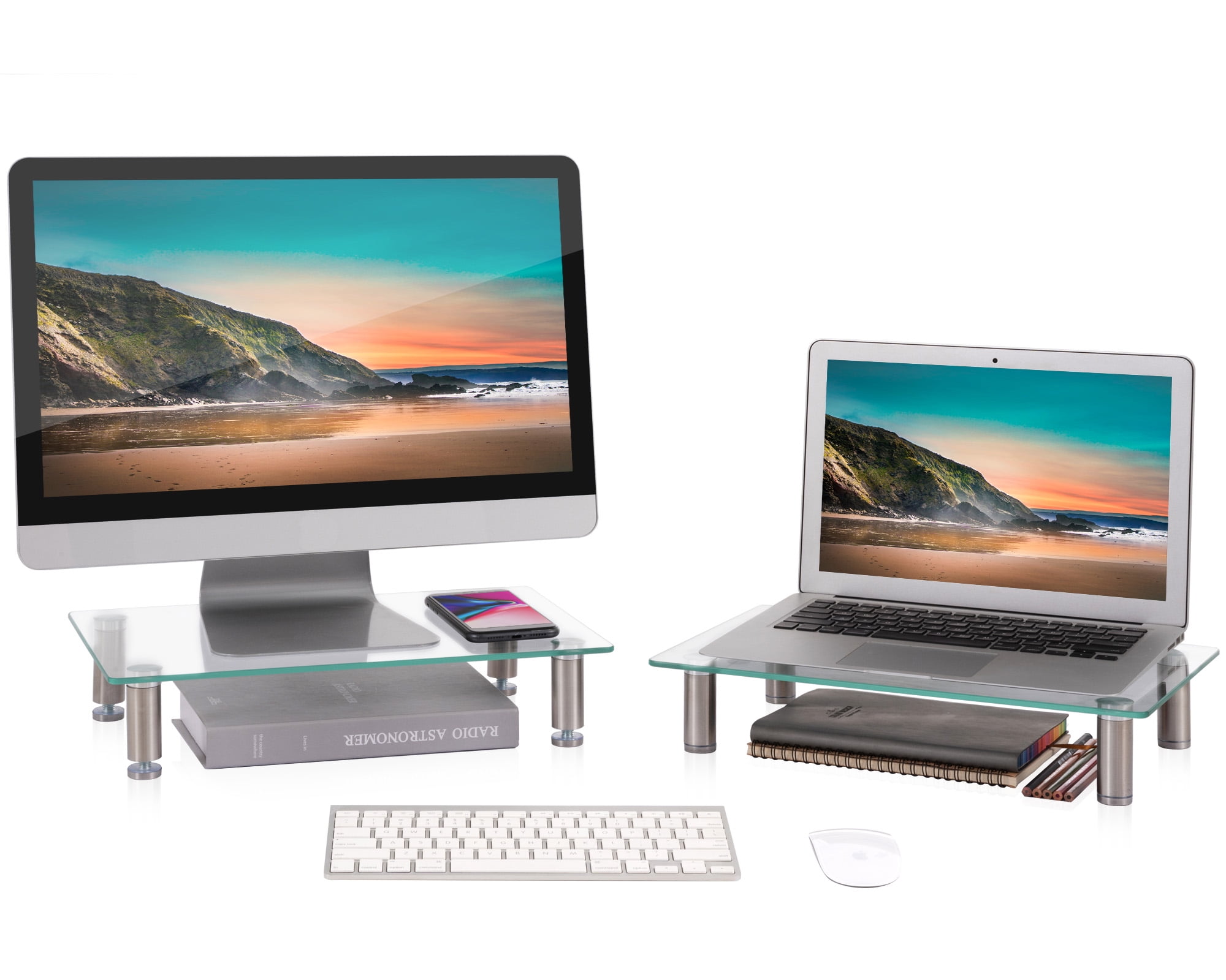 FITUEYES Computer Monitor Riser Stand with Height Adjustable Desktop ...