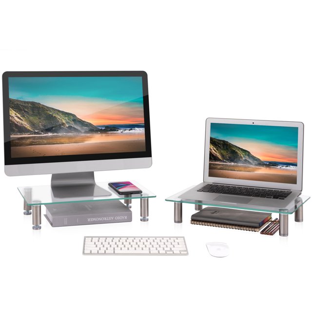 FITUEYES Computer Monitor Riser Stand with Height Adjustable Desktop ...