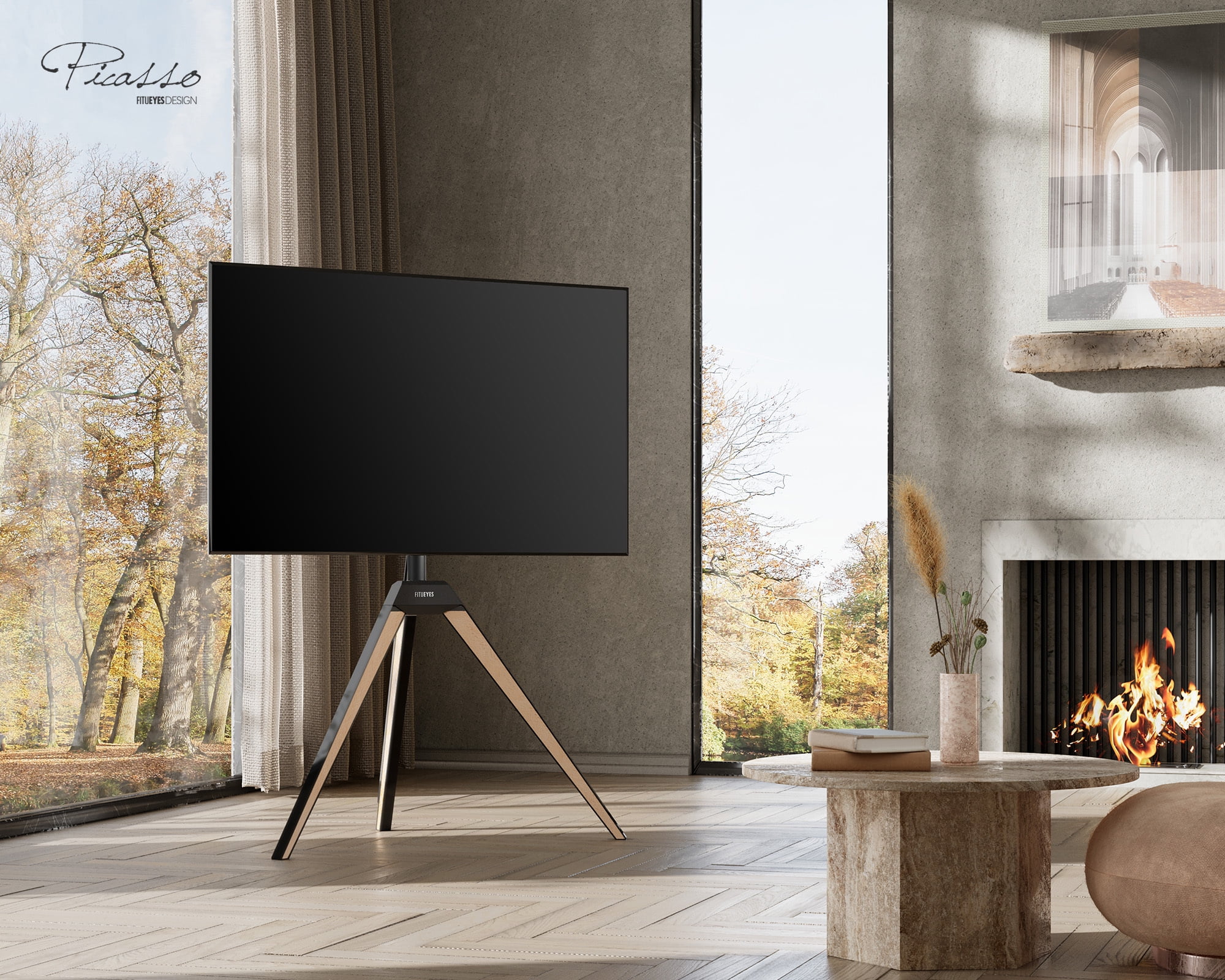 FITUEYES Design Corner TV Stand for 37 43 50 55 65 Inch TV, Easel TV ...