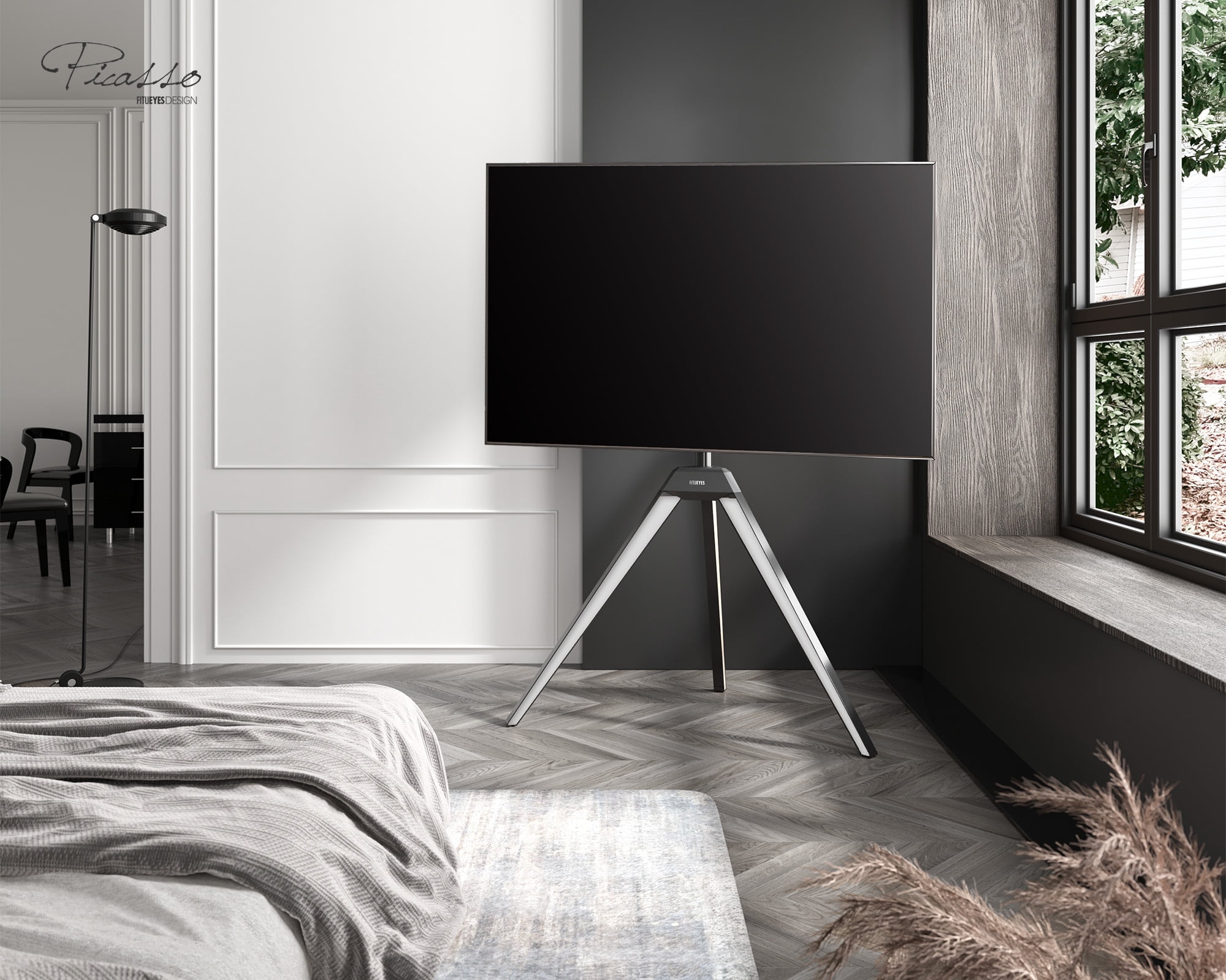 FITUEYES Design Corner TV Stand for 37 43 50 55 65 Inch TV, Easel TV ...