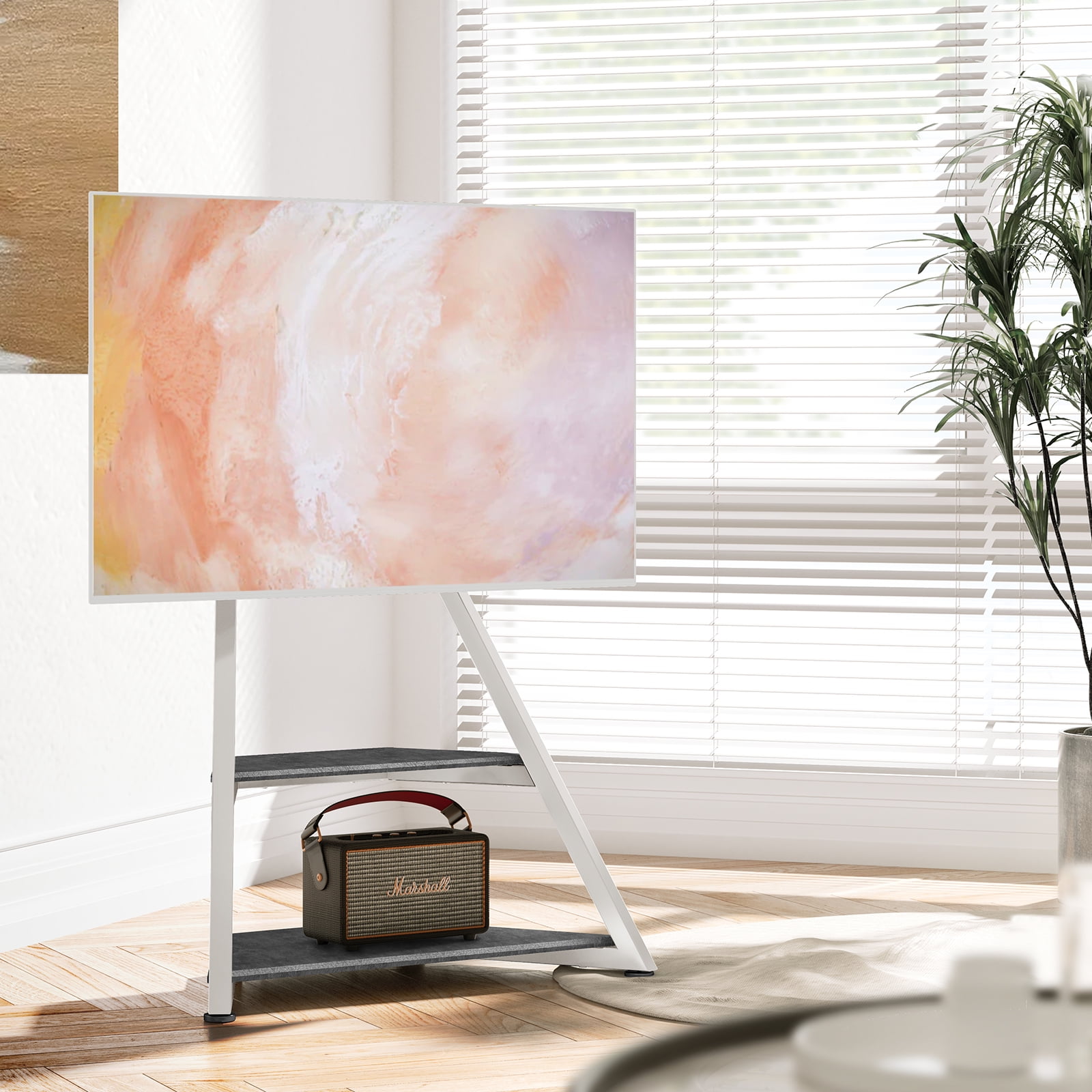 FITUEYES Design Corner TV Stand with Wheels for 43 55 65 70 75 Inch TV ...