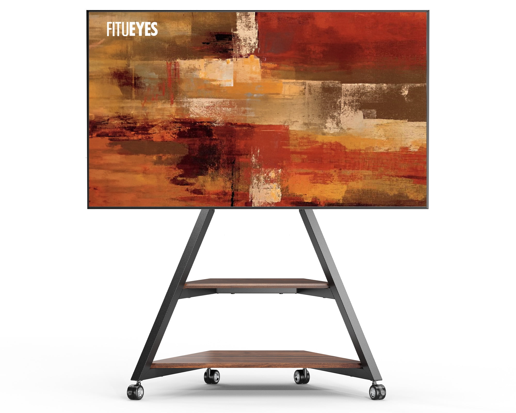 FITUEYES Design Corner TV Stand with Wheels for 55-88 Inch TV, Rolling ...