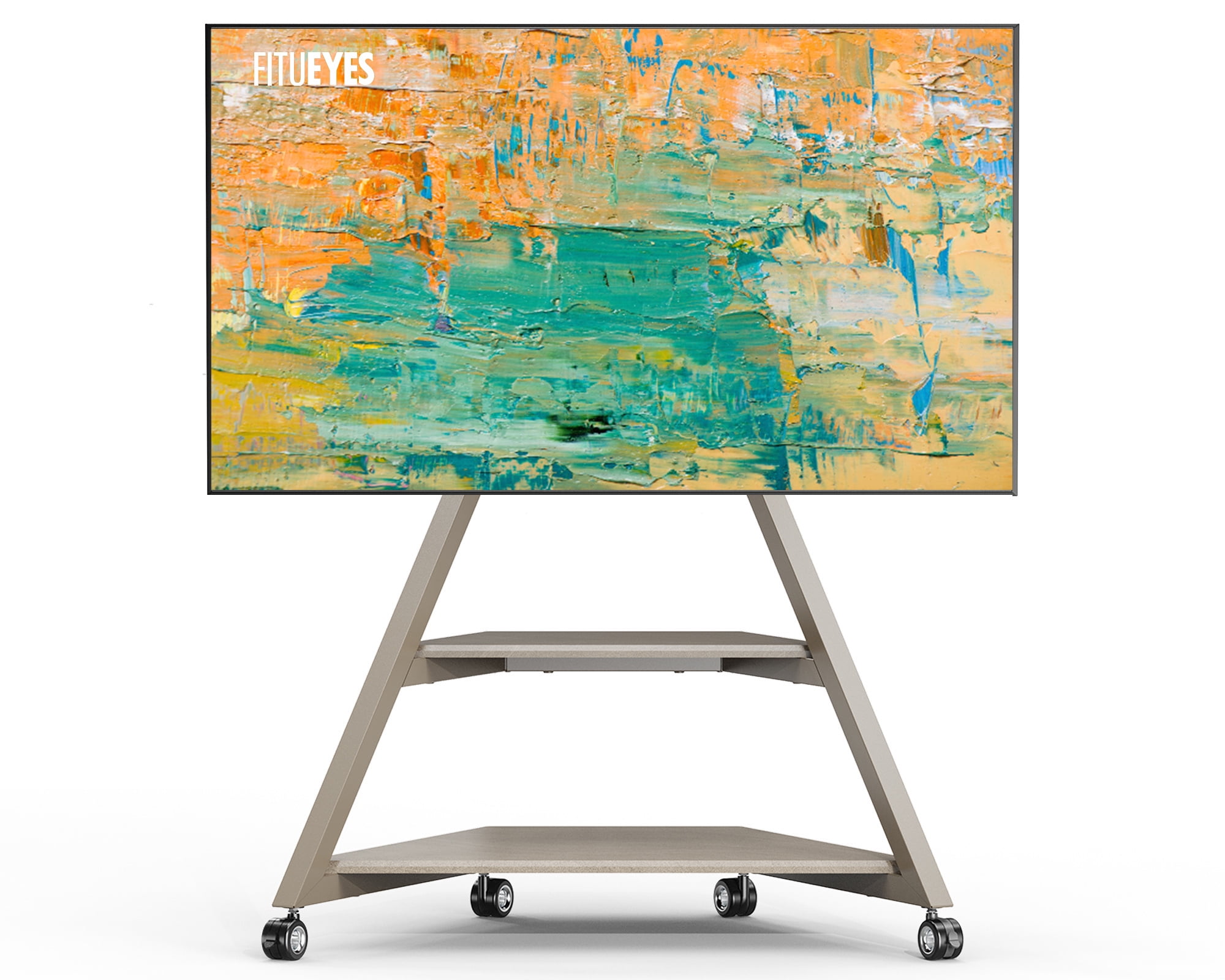 FITUEYES Design Corner TV Stand with Wheels for 55-88 Inch TV, Rolling ...