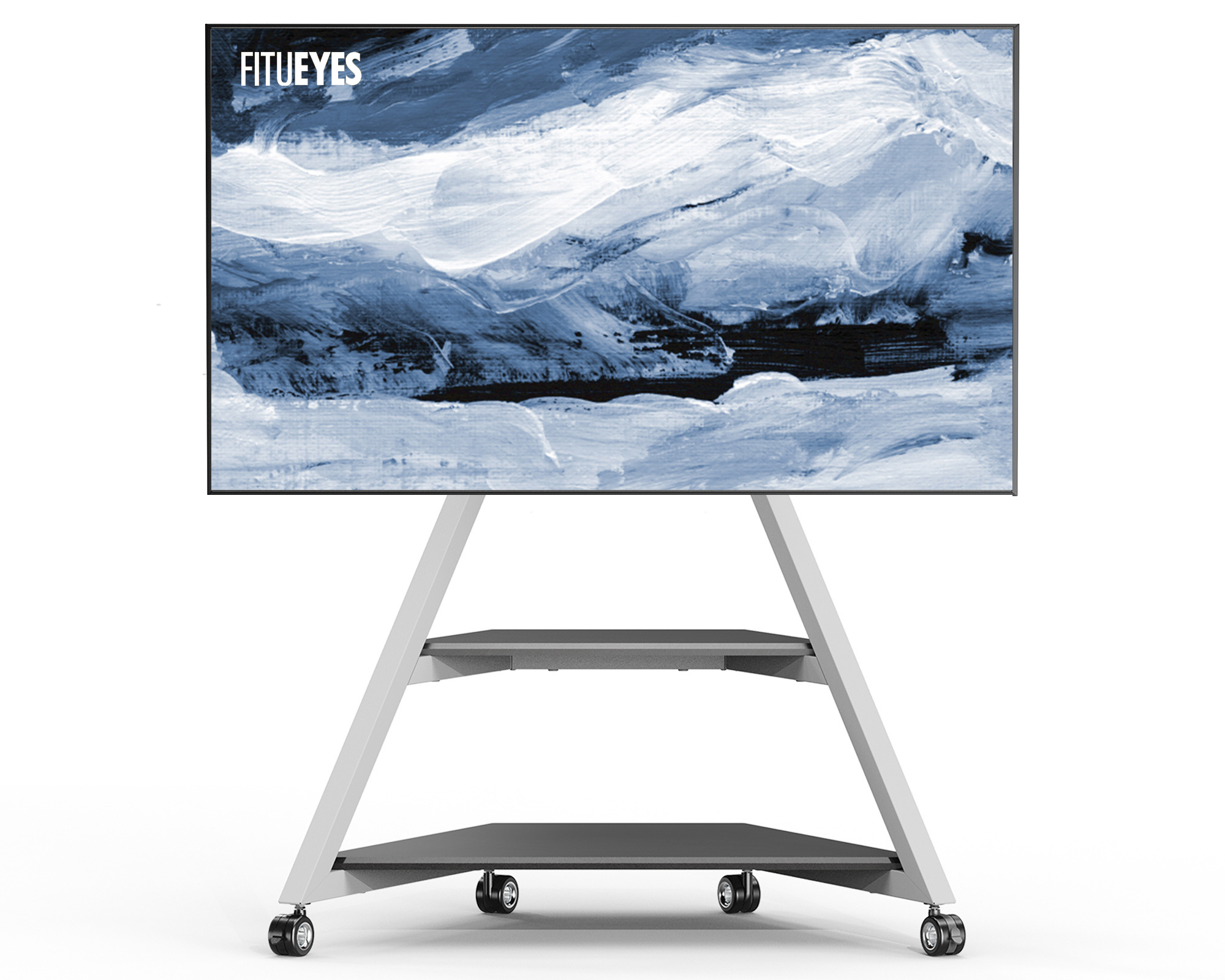 FITUEYES Design Corner TV Stand with Wheels for 55-88 Inch TV, Rolling ...