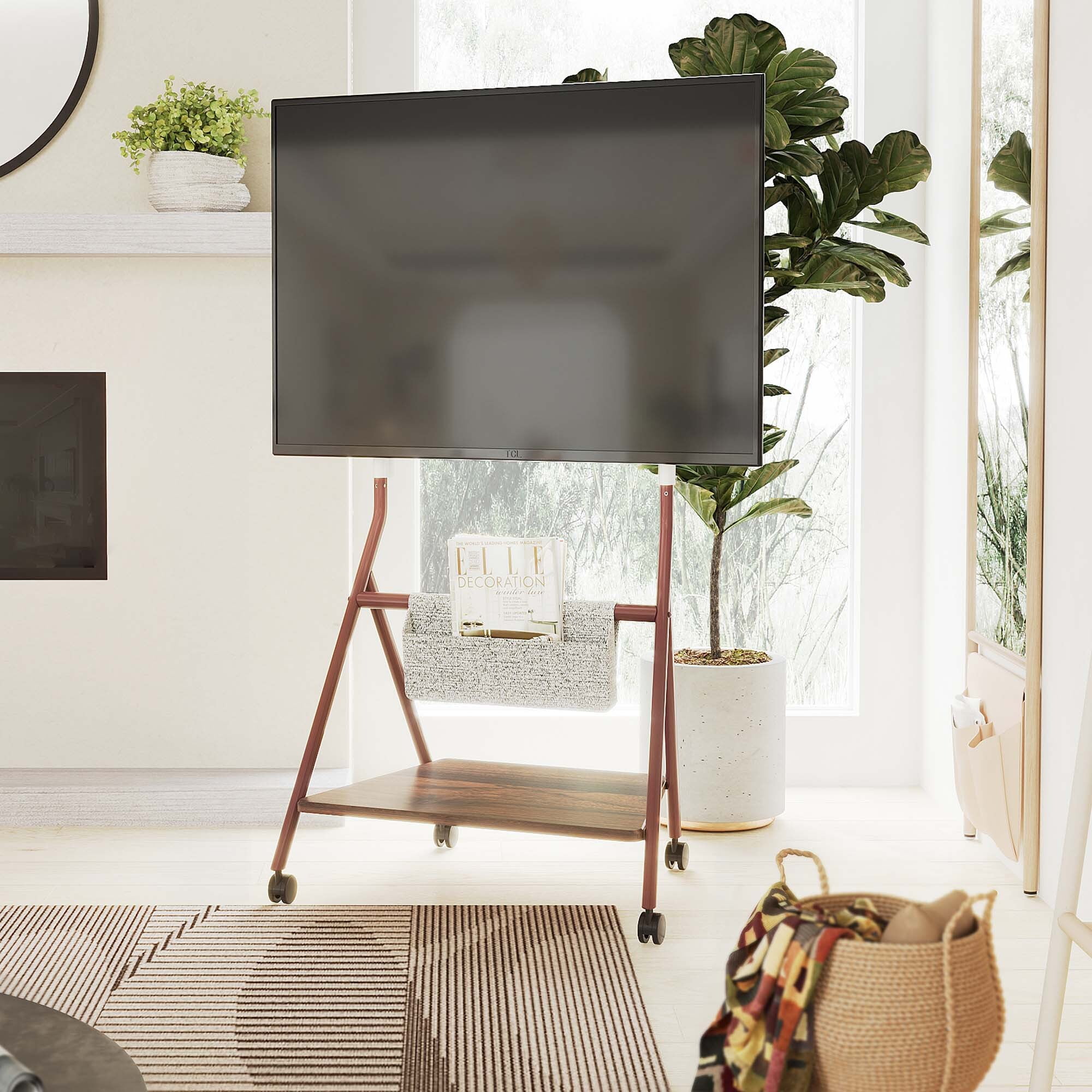 FITUEYES Design Mobile TV Stand for 46 50 55 60 65 Inch TV, Rolling TV ...