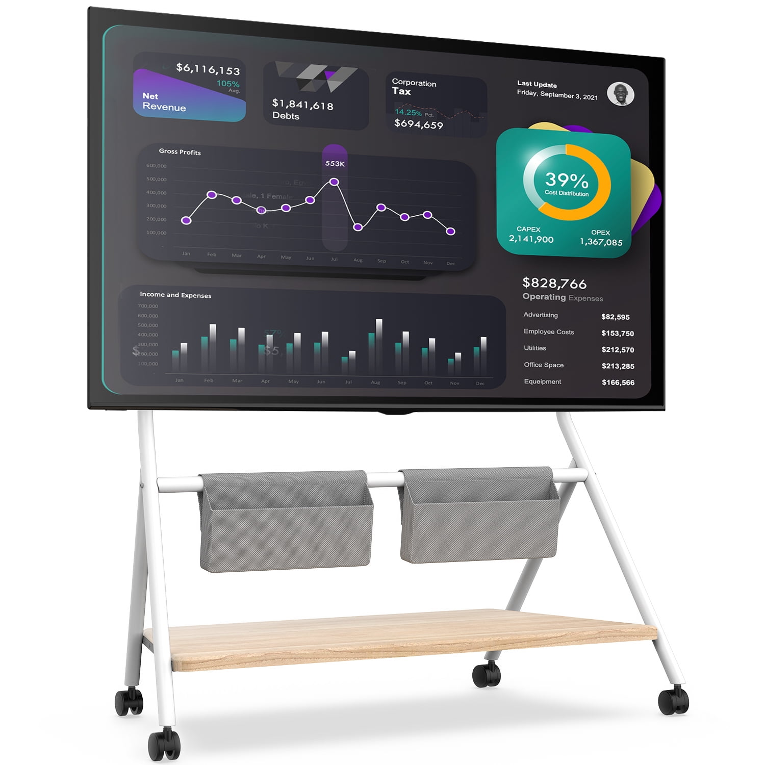 FITUEYES Design Mobile TV Stand for 65 75 78 88 Inch TV, Rolling TV ...