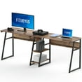 FITUEYES Double Computer Desk with Bookshelf, Extra Long Two Person ...