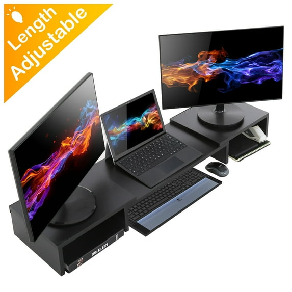 FITUEYES Wood Office Desk Riser, Black - Walmart.com