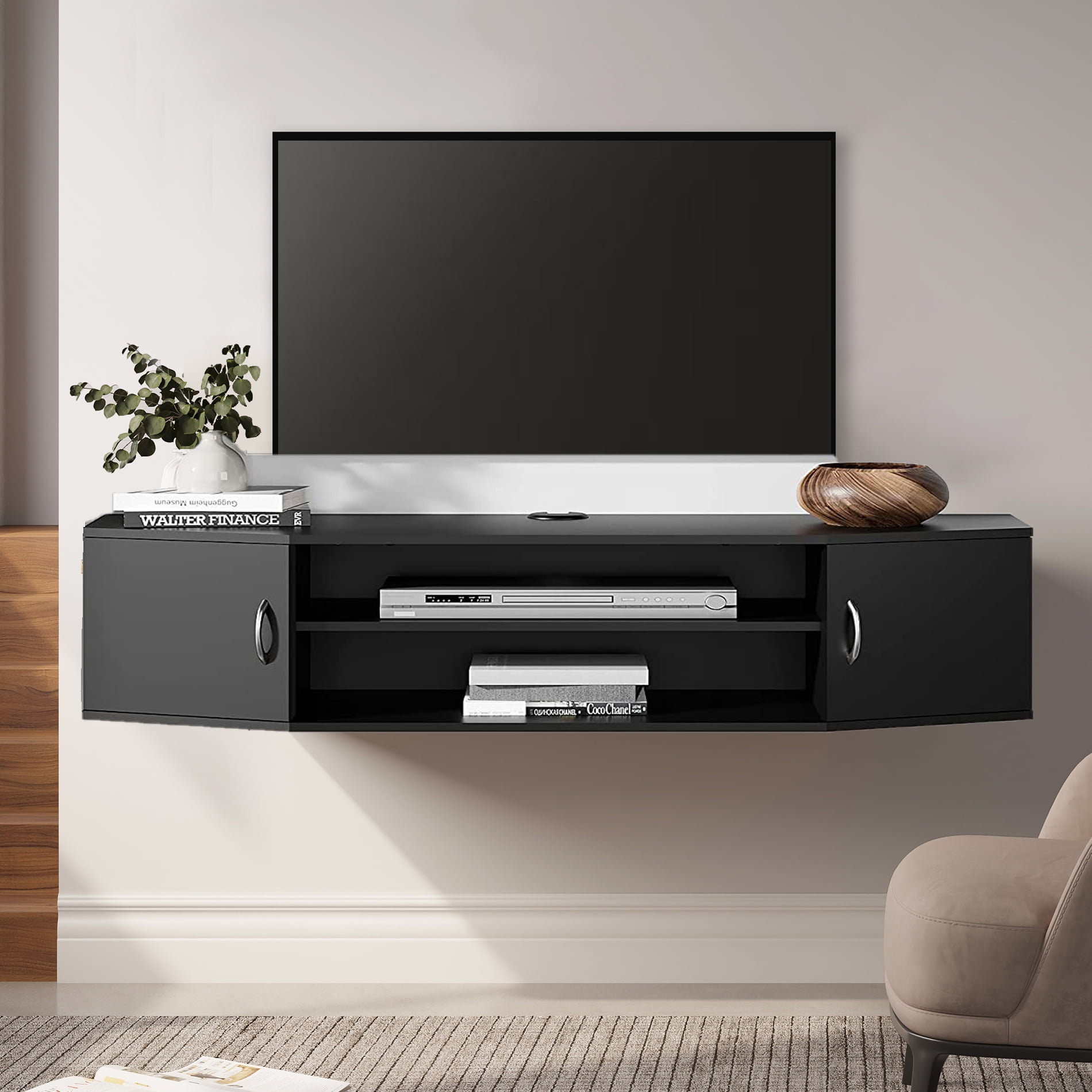 Free Shipping! FITUEYES Floating TV Stand with LED Light, Wall Mounted ...
