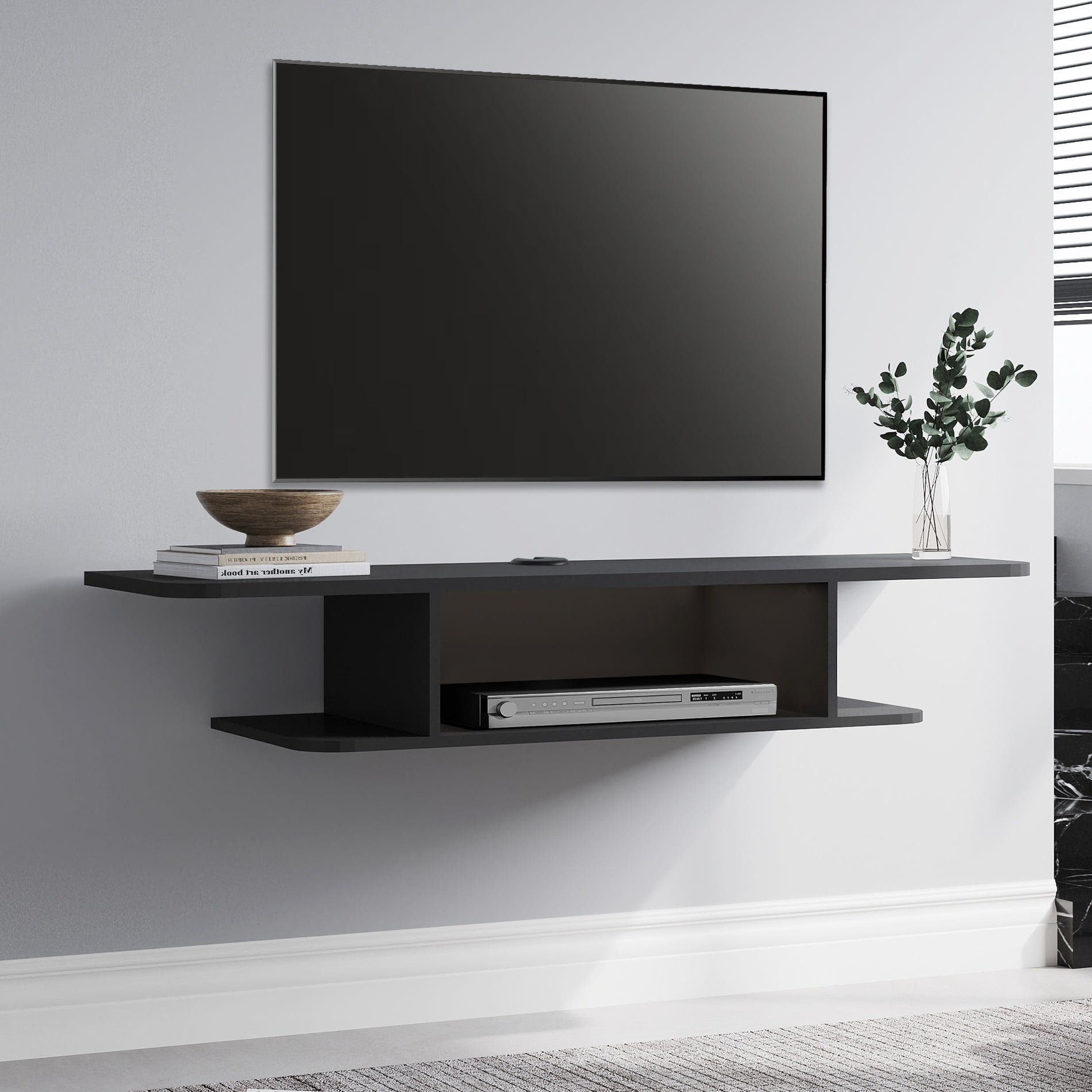 FITUEYES Floating TV Stand with Storage for TVs up to 60", Black ...