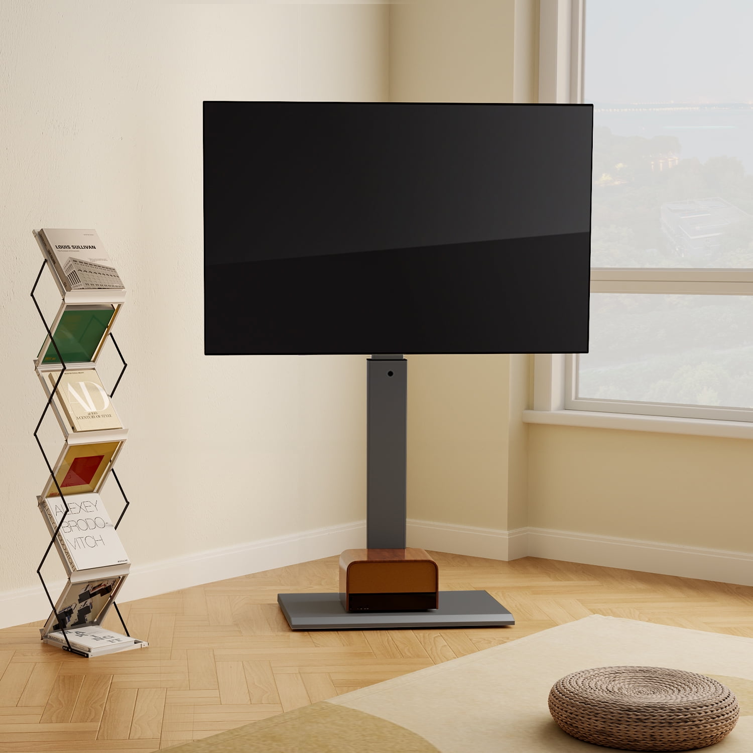 FITUEYES Floor TV Stand with Mount, Pure Metal Iron Modern TV Stands ...