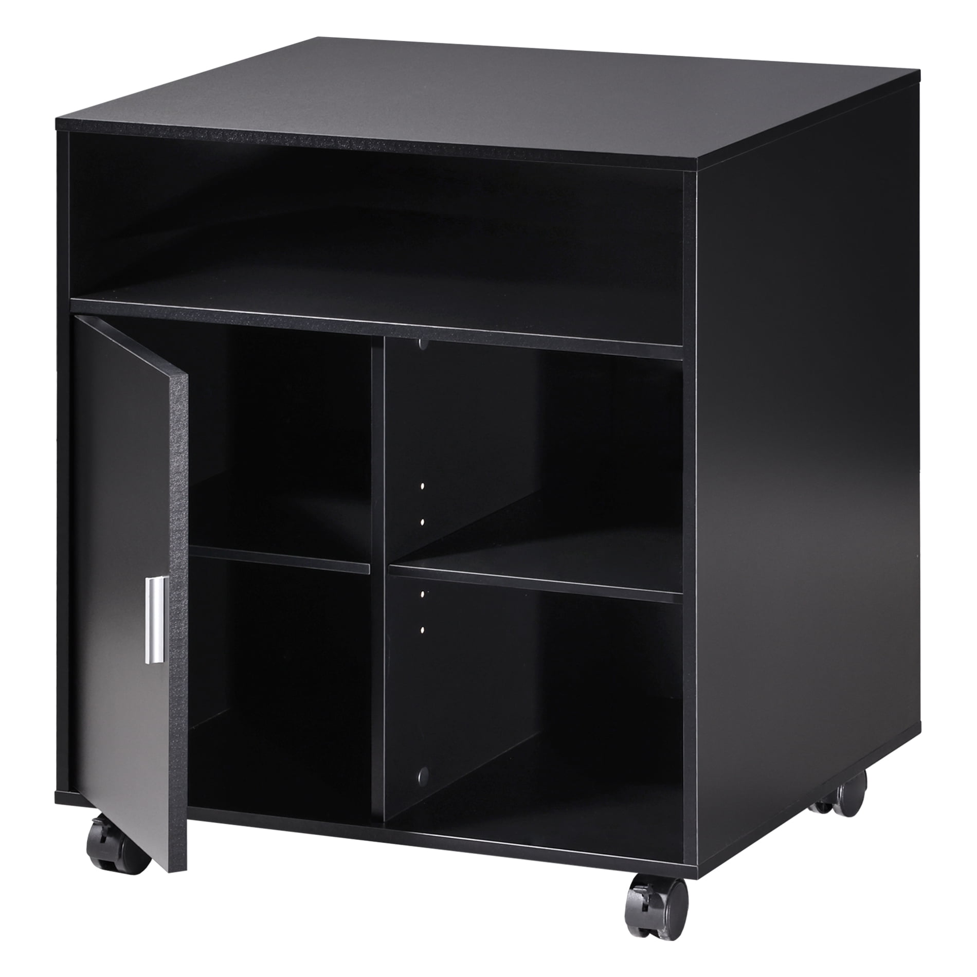 FITUEYES Large Mobile Printer Stand, Rolling Wooden Storage Cabinet ...
