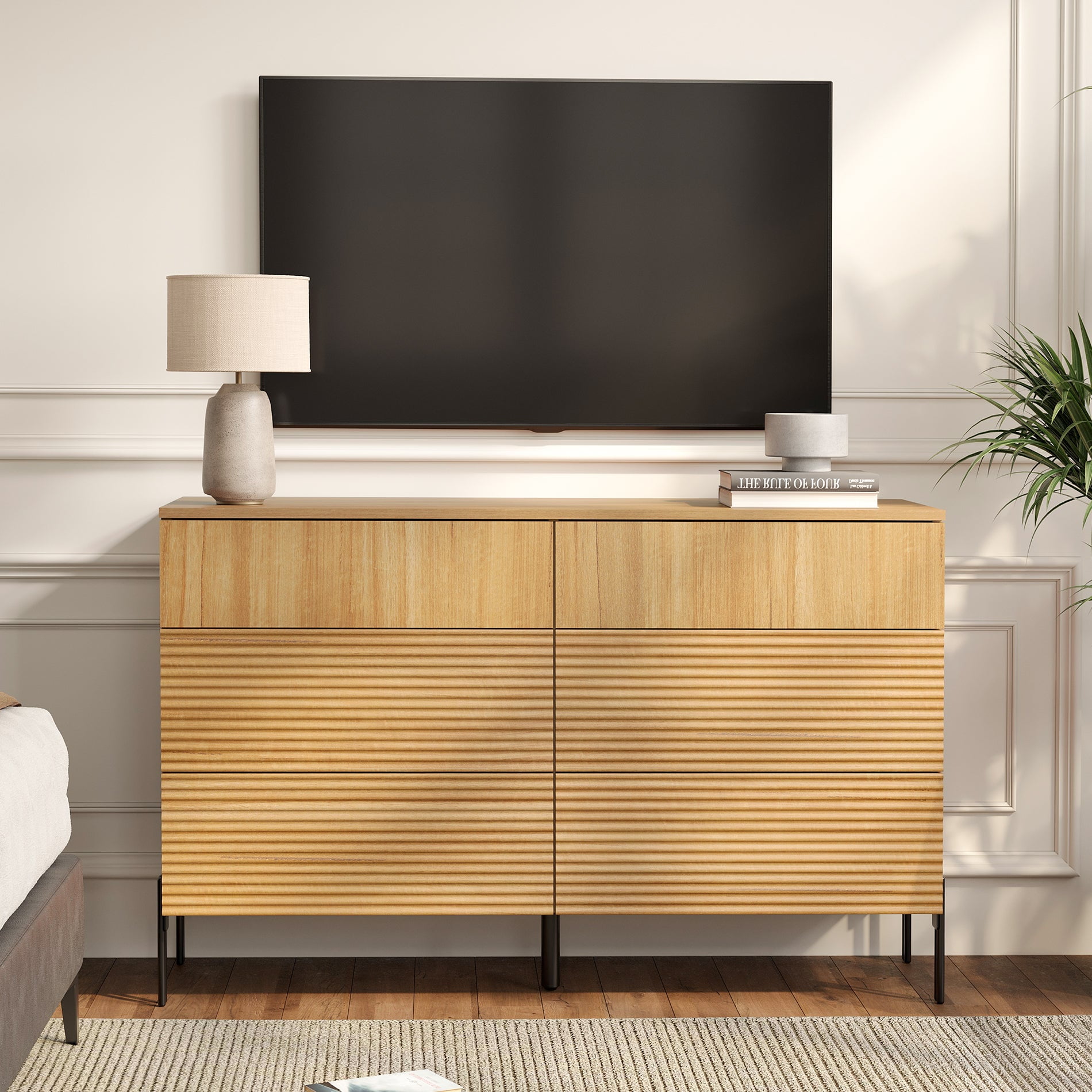 FITUEYES Mid-Century Modern TV Entertainment Center for 55" TVs, Wooden ...