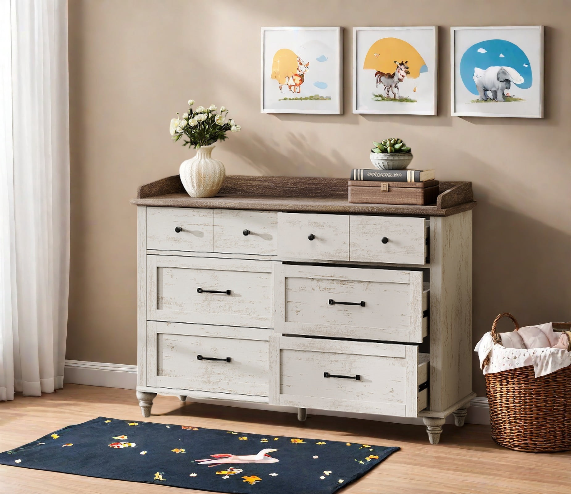 Mid-Century Modern TV Entertainment Center for 60" TVs, Wooden Media ...