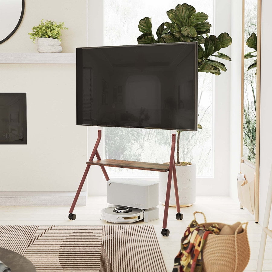 FITUEYES Mobile TV Stand Stylish Storage Corner TV Cart Mount for TVs ...