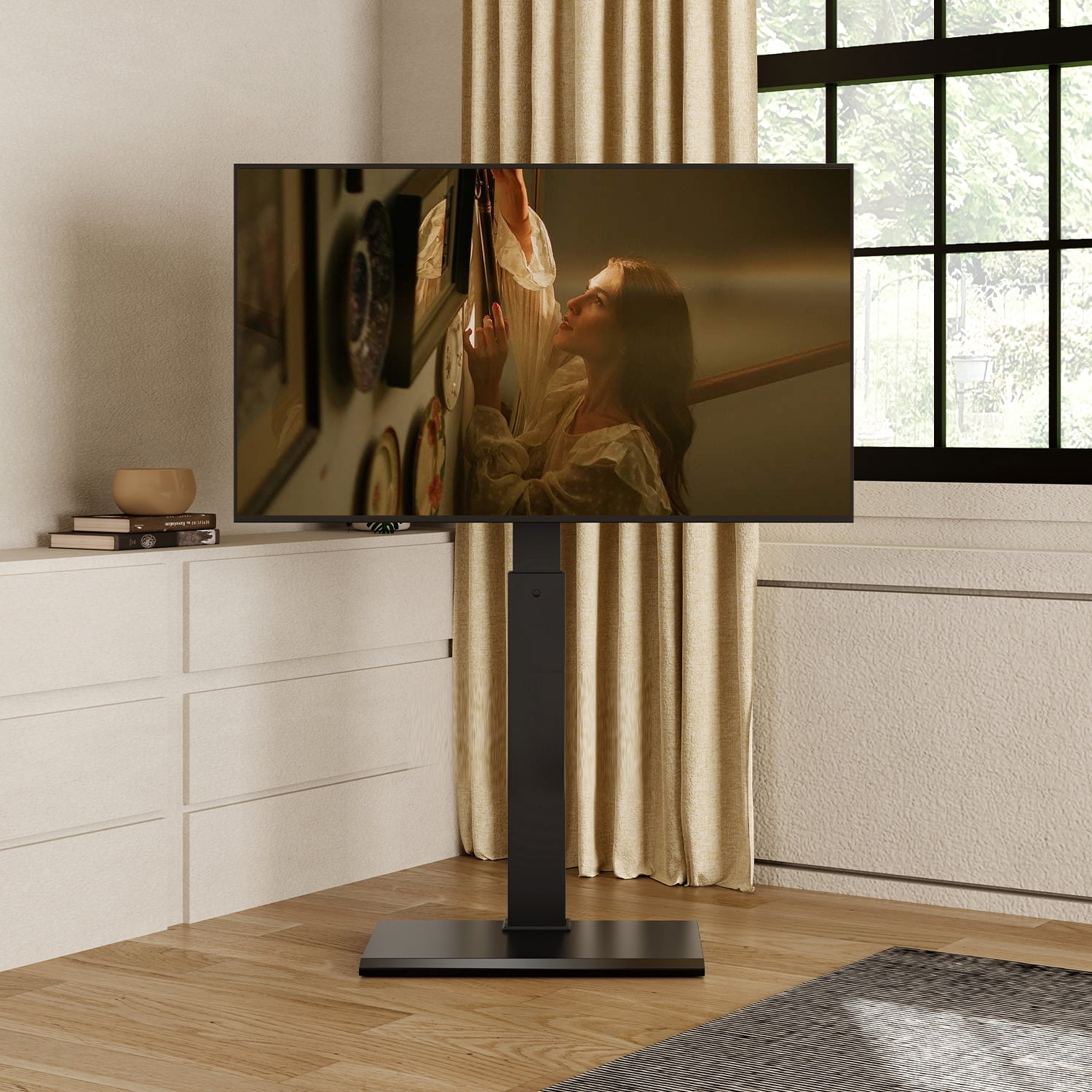 FITUEYES Modern Floor Metal Base TV Stands for 26-65 inch TVs,Black ...