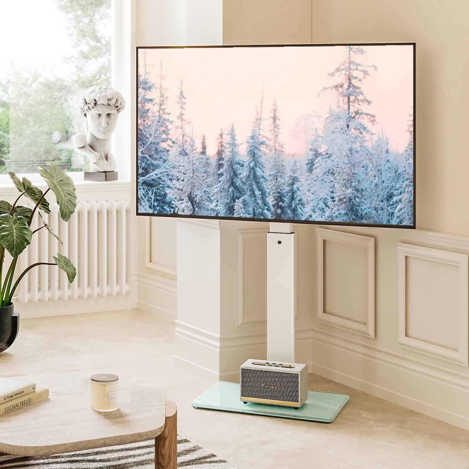 FITUEYES Tall Swivel Floor TV Stand for 27-55 inch Flat and Curved ...