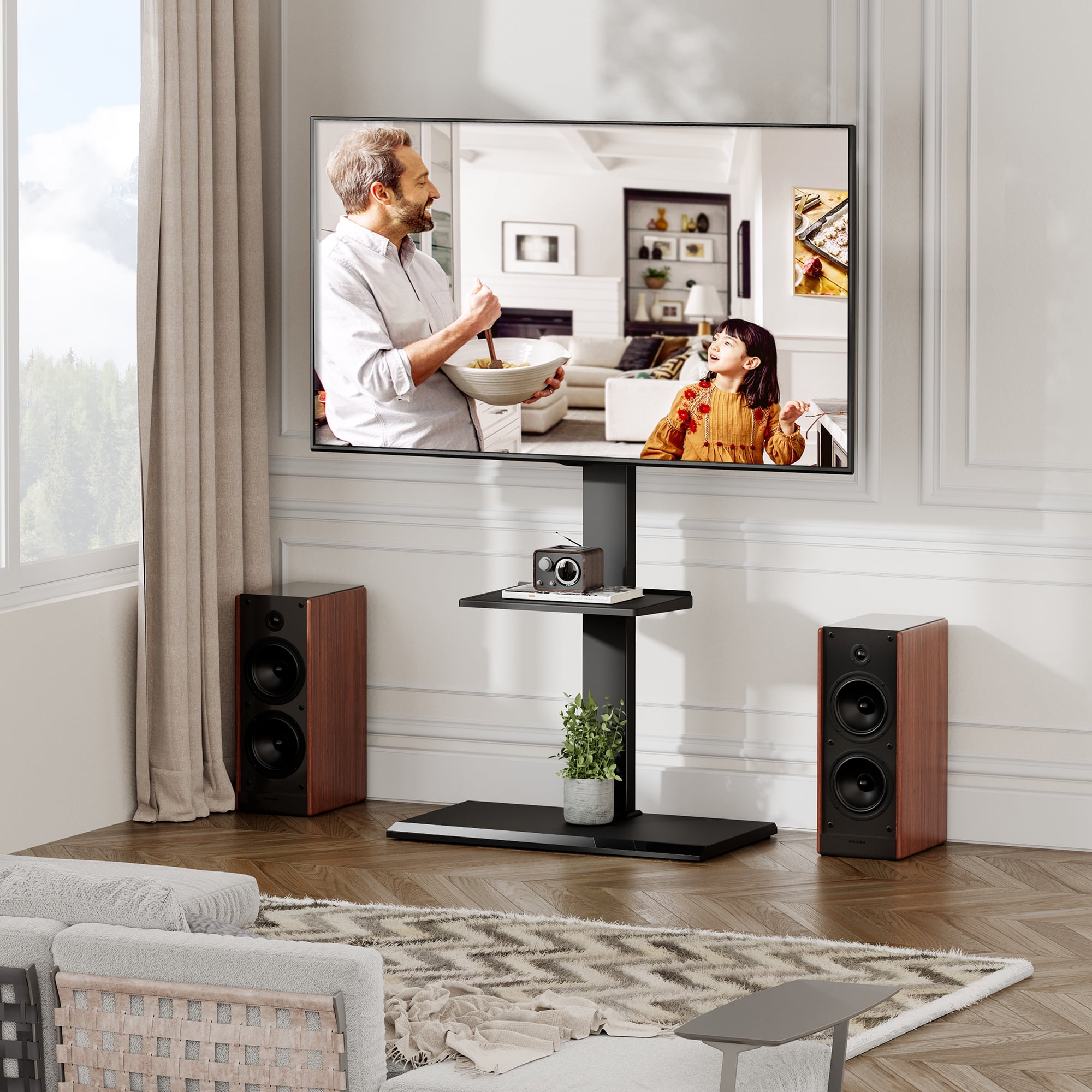 FITUEYES Universal TV Stand, Iron Base, Fits 50-80 inch TVs, Supports 110 Lbs - Walmart.com