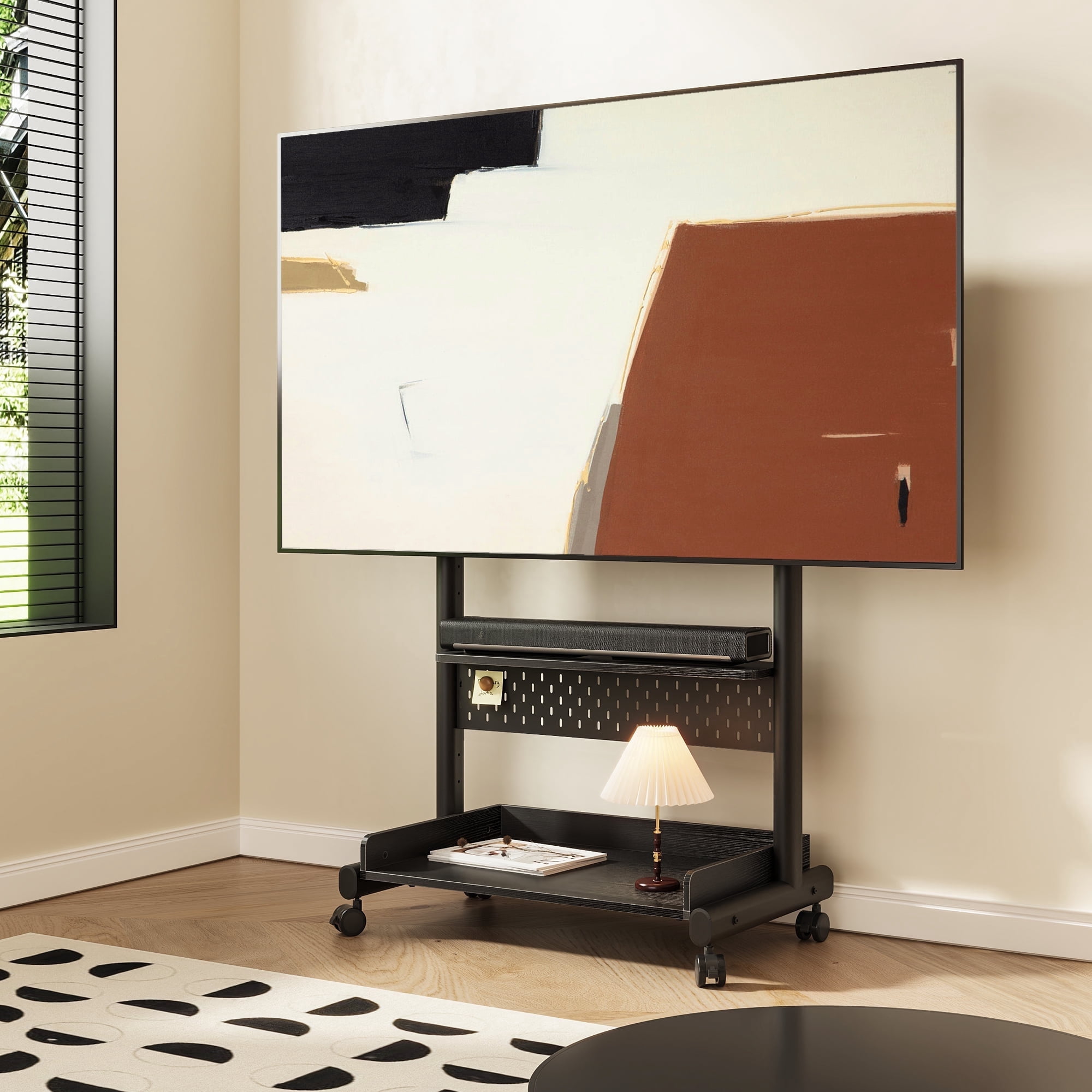 FITUEYES Rolling TV Stand with Wheels for 40-85 inch Large LCD/LED TVs ...