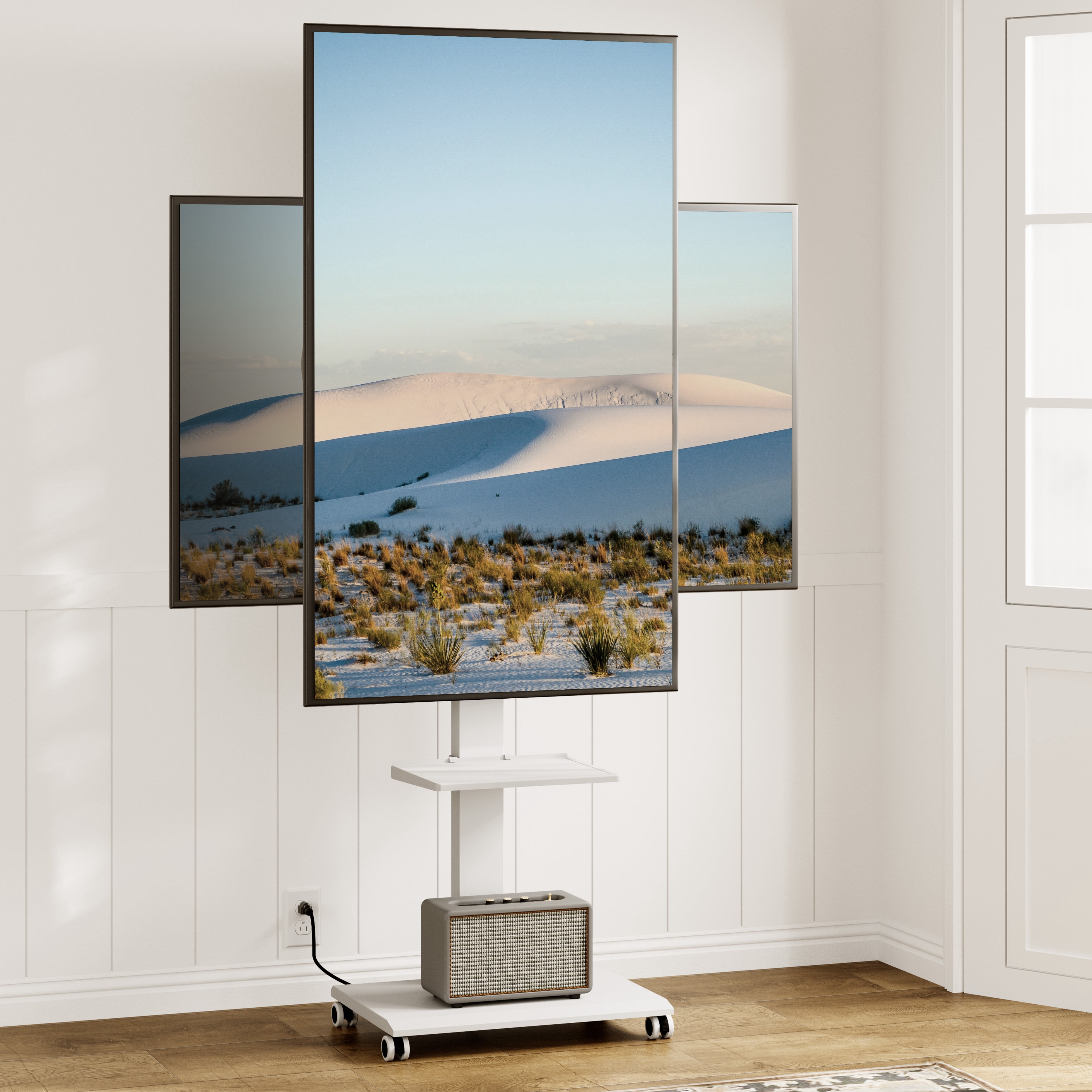 FITUEYES Rolling TV Stand with Wheels up to 70 inch TVs with Power ...