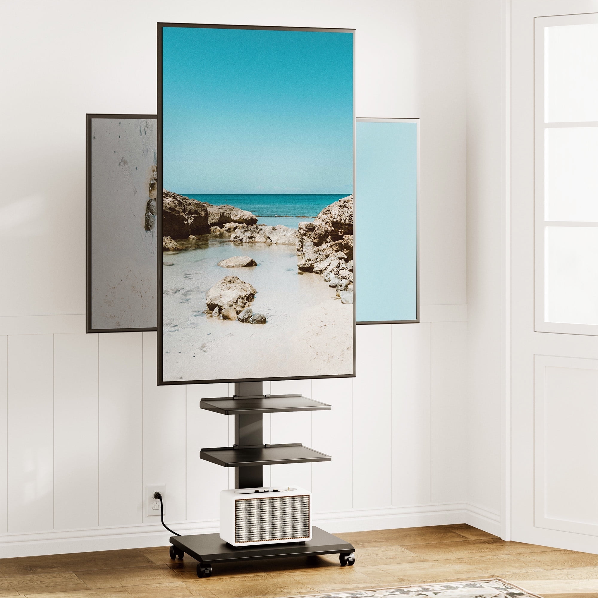 FITUEYES Rolling TV Stand with Wheels up to 70 inch TVs with Power ...