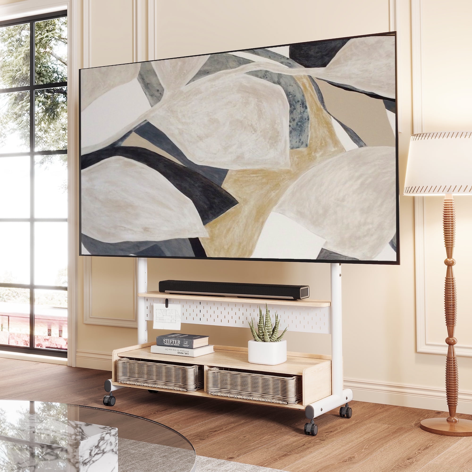 FITUEYES Big Screen Rolling TV Stand Mount for 70-100 inch TVs, with ...