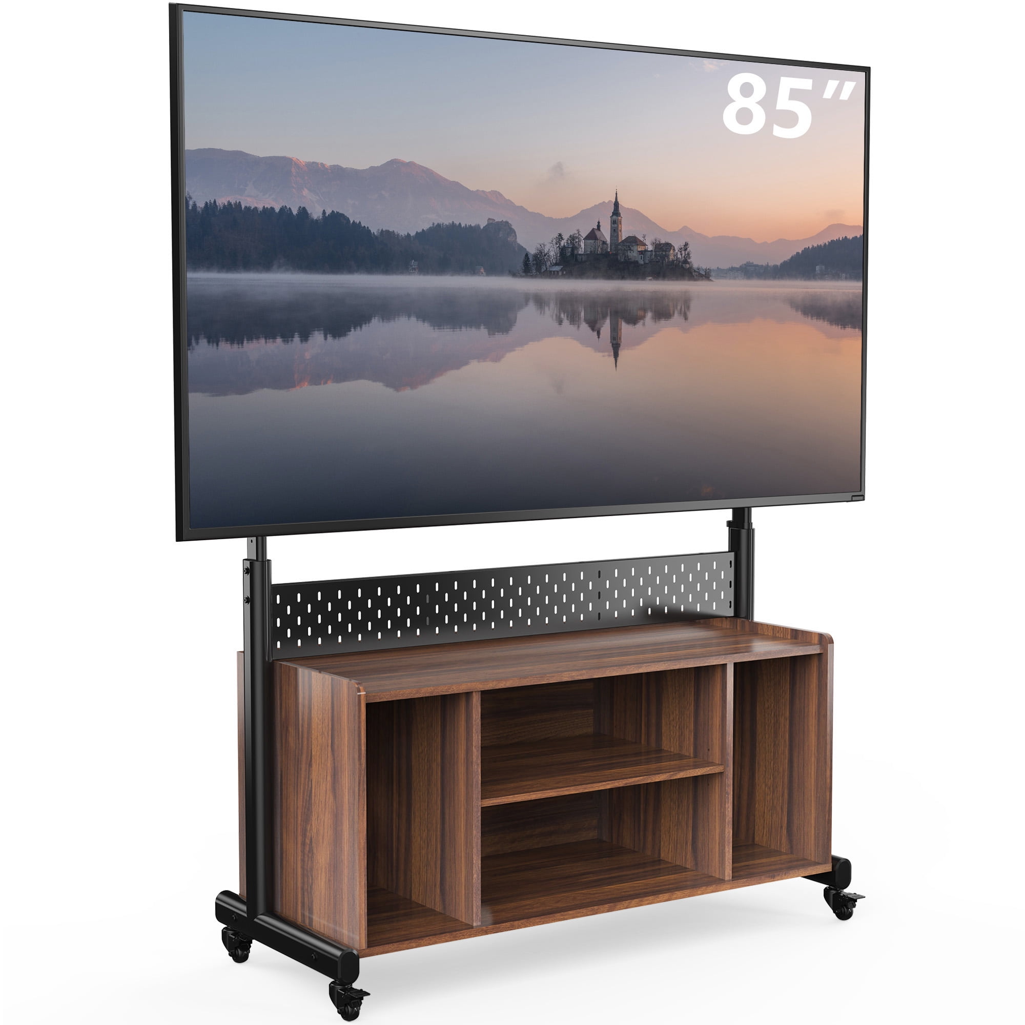 FITUEYES Sturdy Rolling TV Stand with Wheels for 50-85 Inch TVs with ...