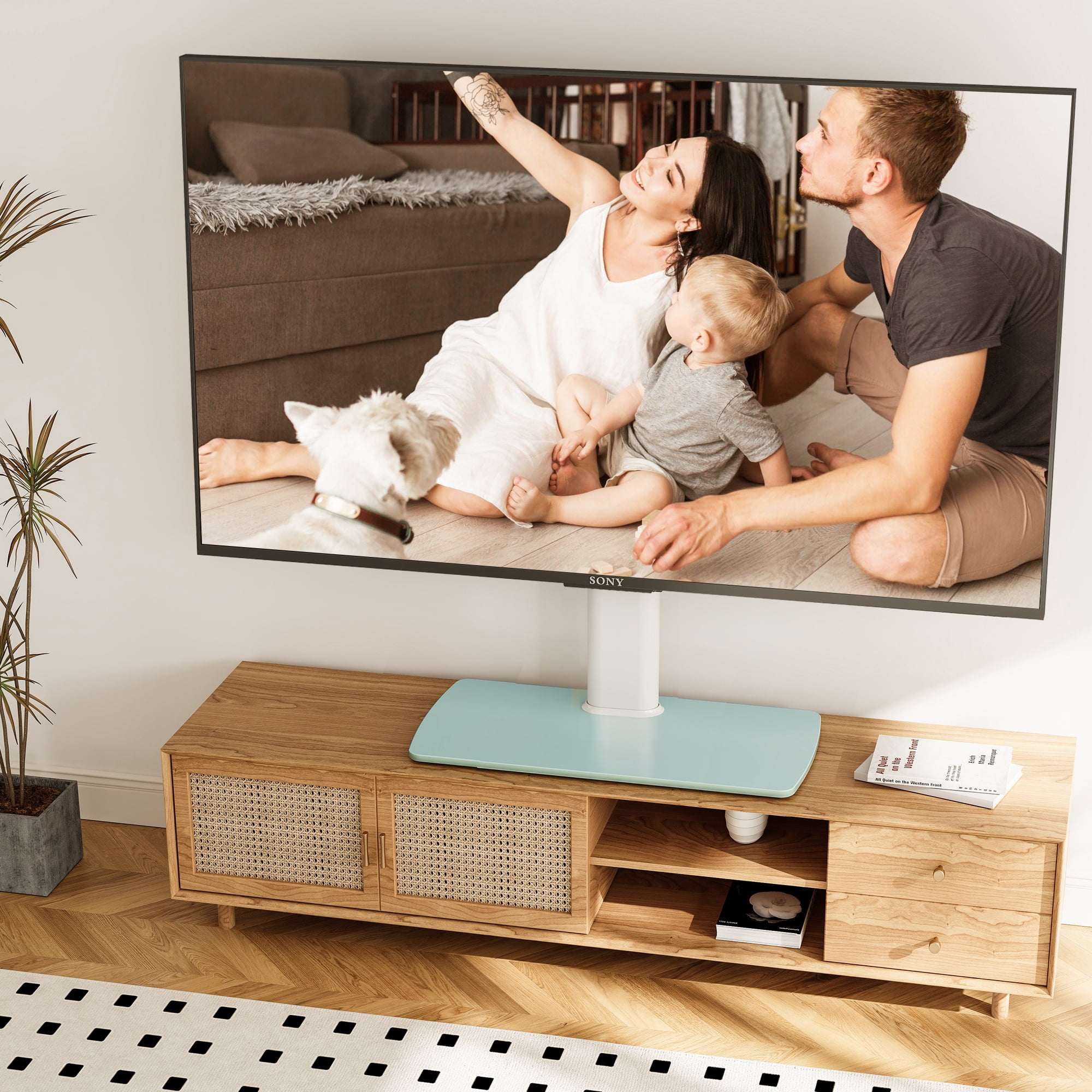 FITUEYES Swivel Universal Tall Table Top TV Stand for 43-80 inch TVs up ...