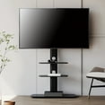 FITUEYES TV Stand with Swivel Mount and Glass Shelves for TVs up to 65 ...
