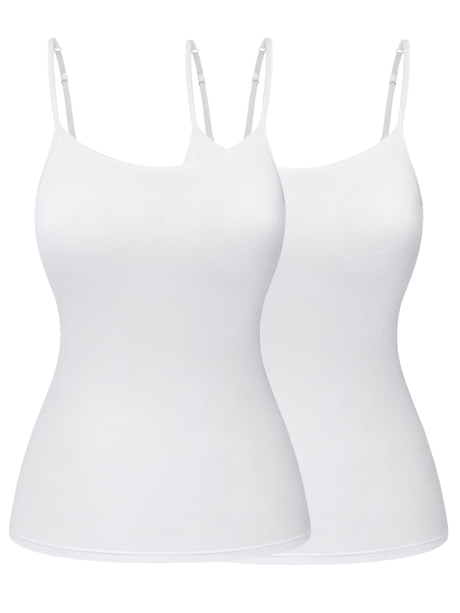 FITVALEN Camisole with Built in Bra for Women Basic Tank Top Adjustable ...