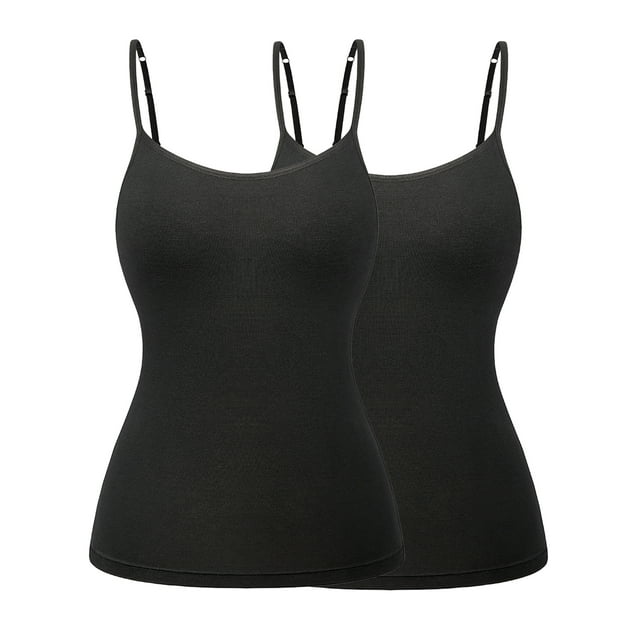 FITVALEN Camisole with Built in Bra for Women Basic Tank Top Adjustable ...