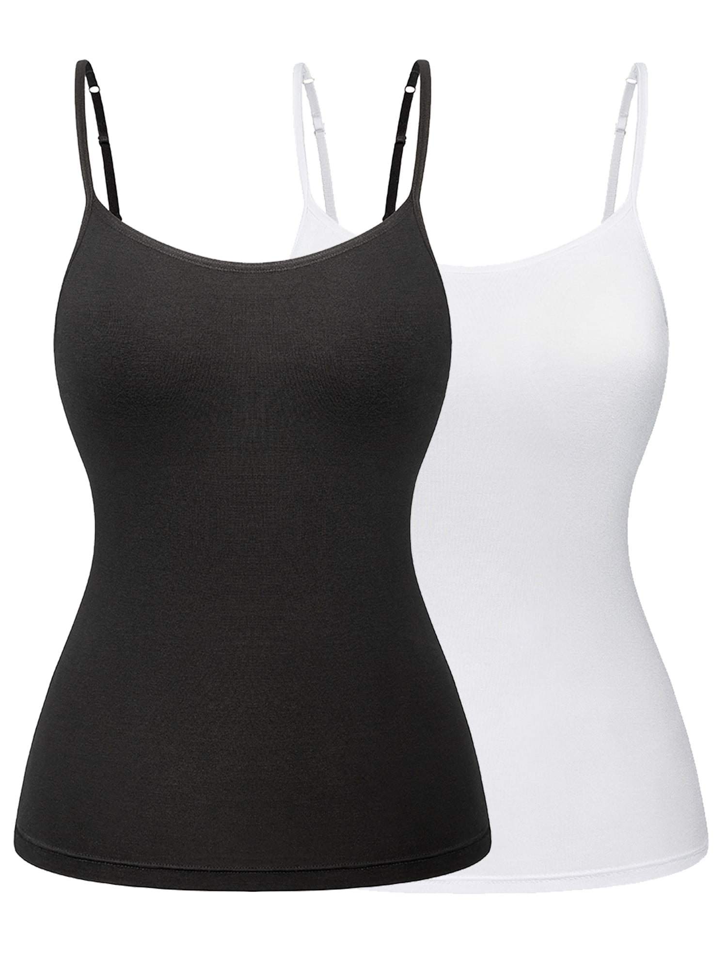 FITVALEN Camisole with Built in Bra for Women Basic Tank Top Adjustable ...