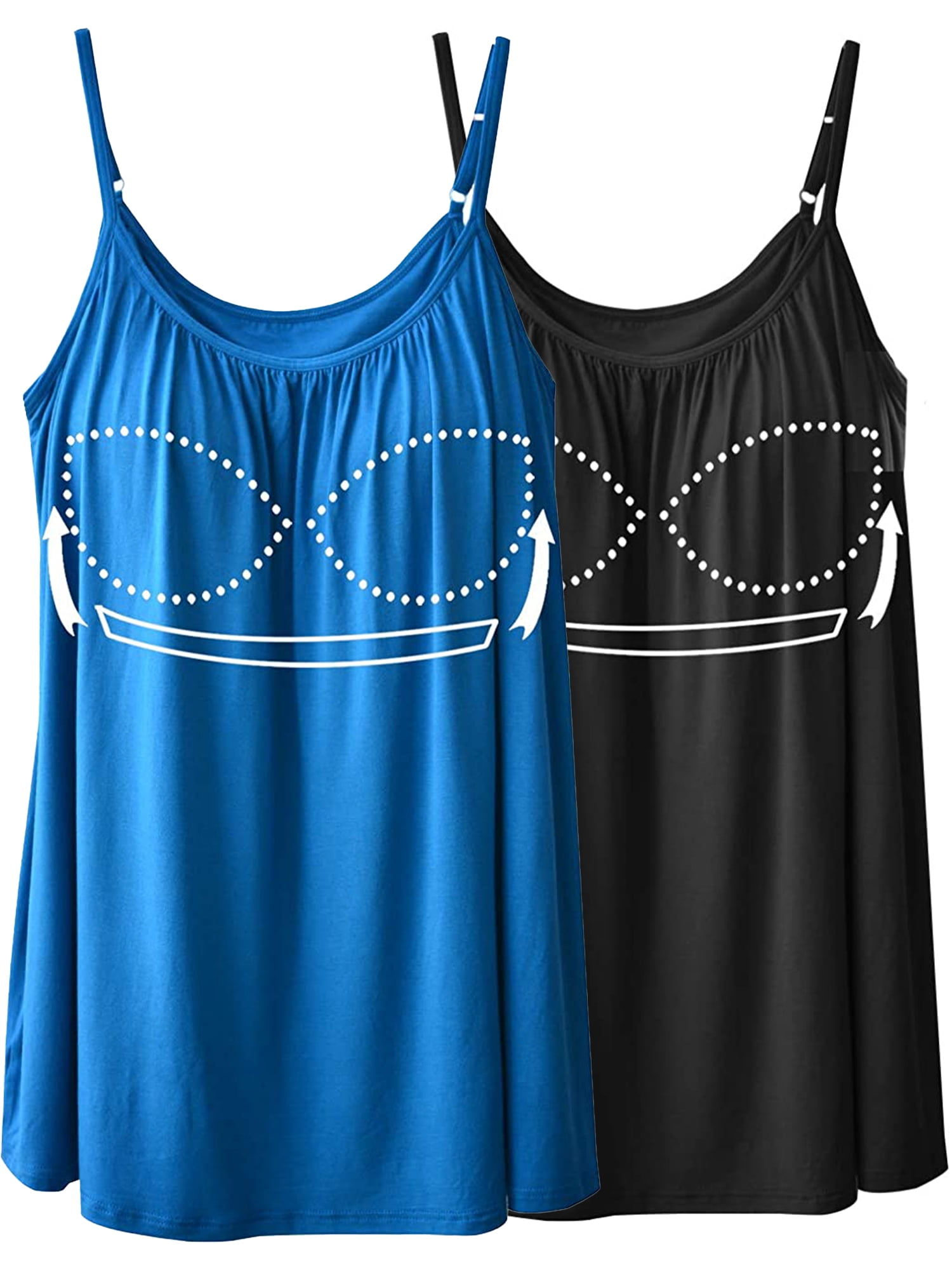 FITVALEN Women's Camisole with Built in Bra Adjustable Straps Tank Tops ...