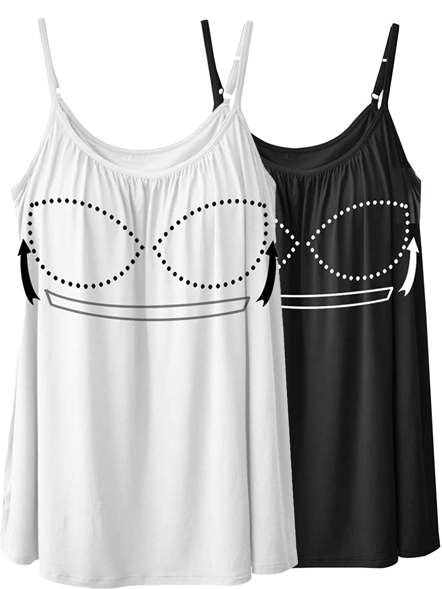 FITVALEN Camisoles for Women with Built in Bra Adjustable Strap Tank ...