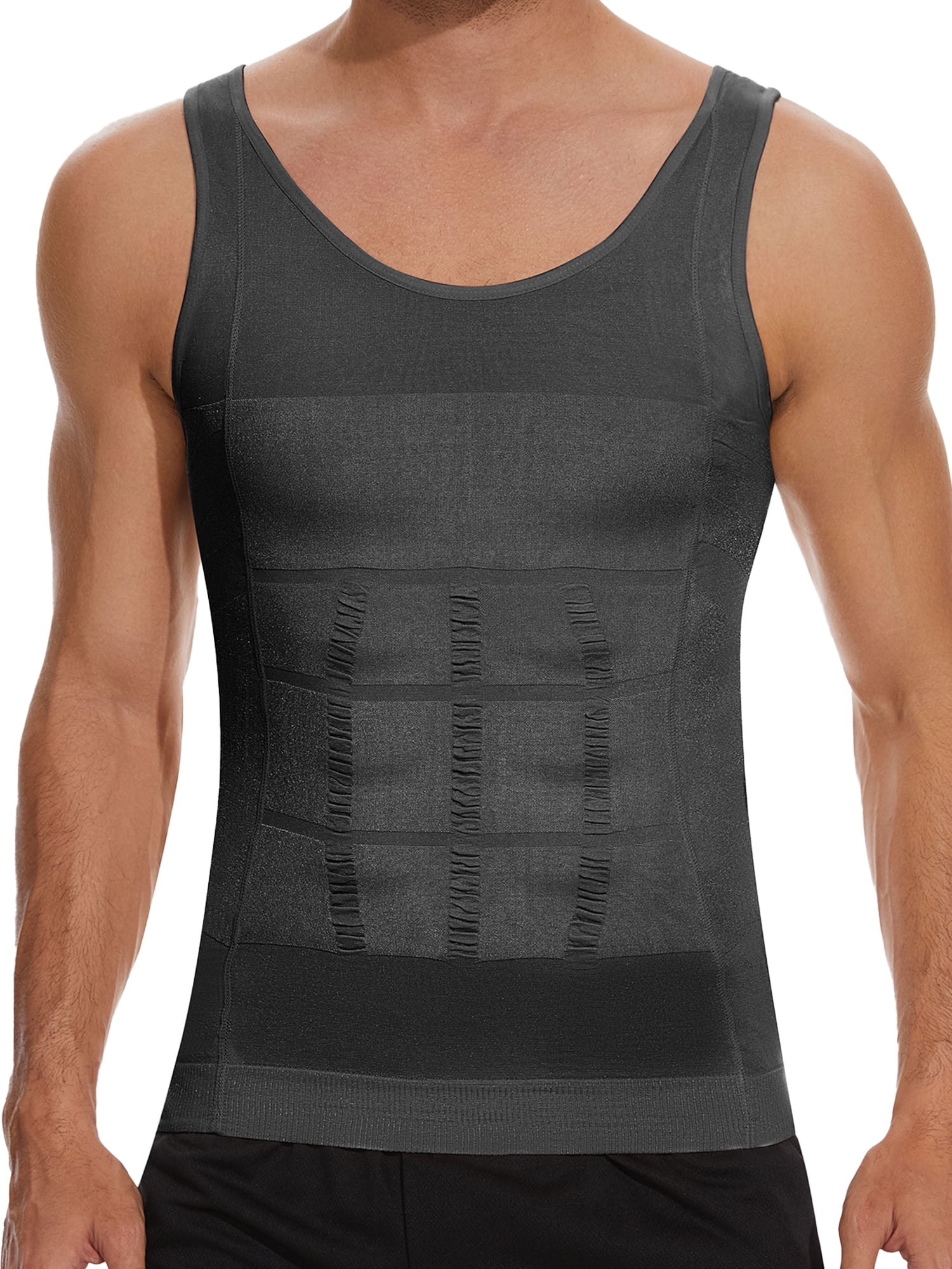 FITVALEN Mens Compression Shirt Slimming Body Shaper Gynecomastia Vest ...