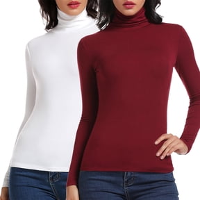 Women's Soft Fleece Turtleneck Top, Long Sleeve, Slim Fit, Stretch ...