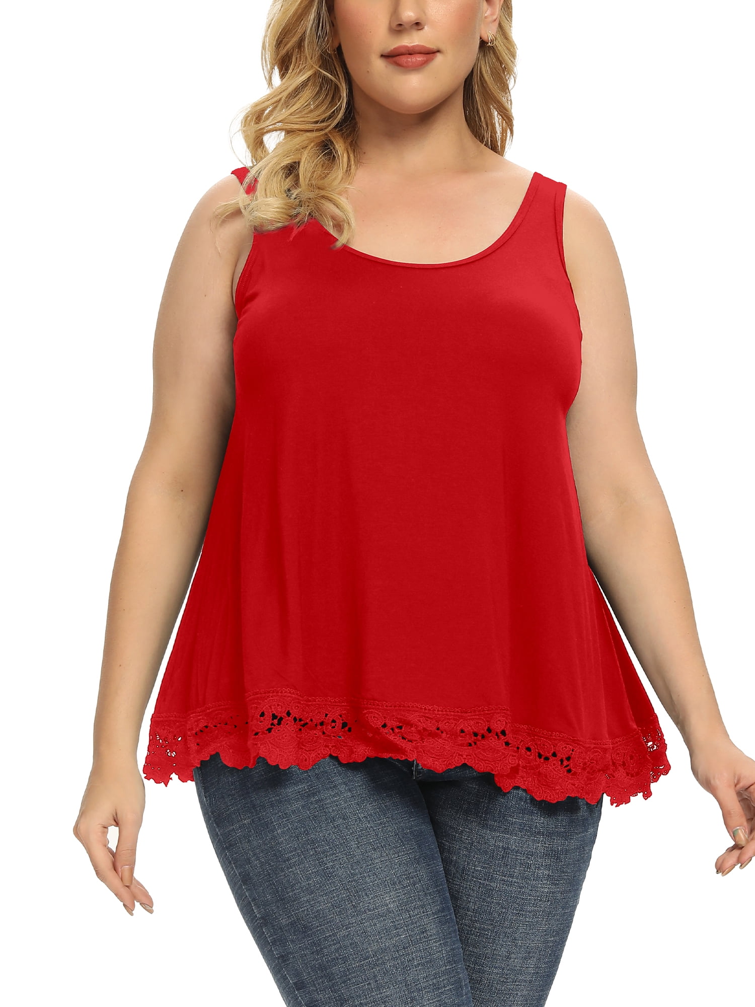 FITVALEN Women's Plus Size Camisole with Built in Bra Casual Loose Tank ...