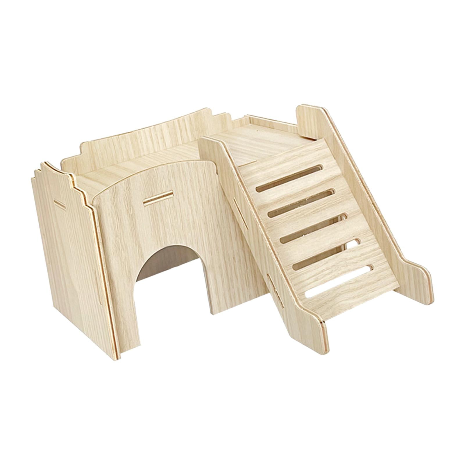 FITYLE Hamster Wood House Wooden Hamster Hideaway House Cage Decor ...