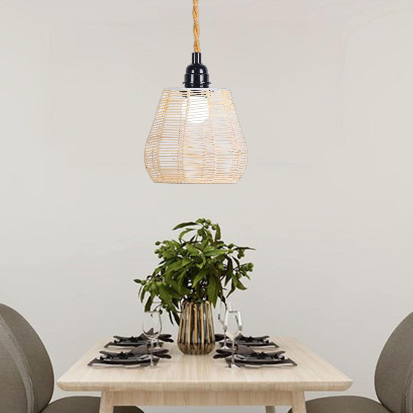 FITYLE Hanging Lamp Shade Weave Rattan Lampshade Decor Handmade Rattan ...