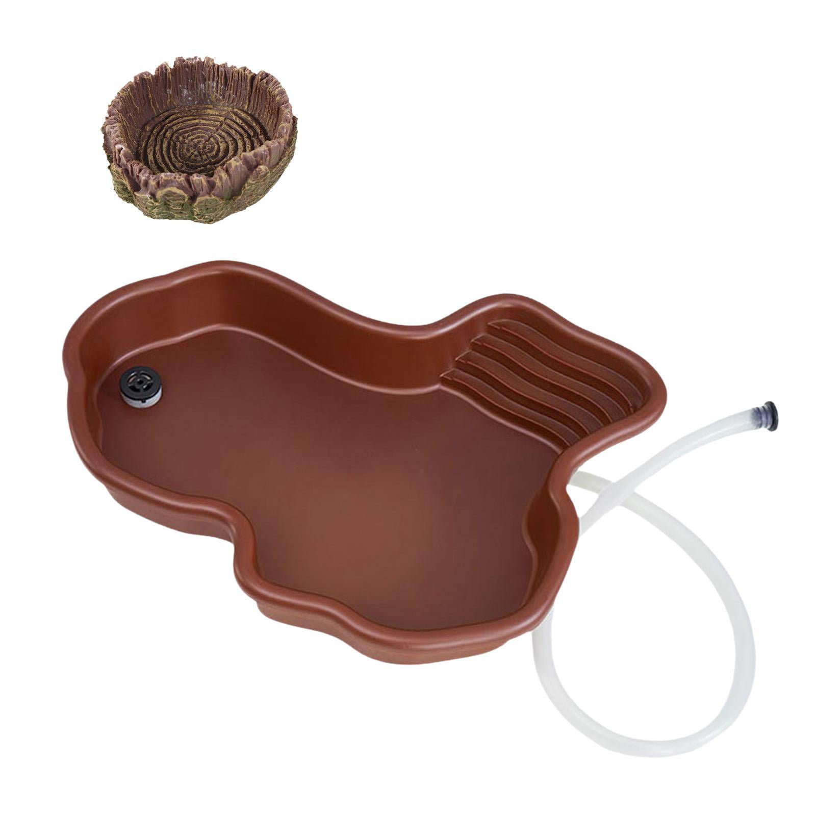 FITYLE Turtle Water Bowl Reptile Bathing Dish Pool Habitat Decor ...