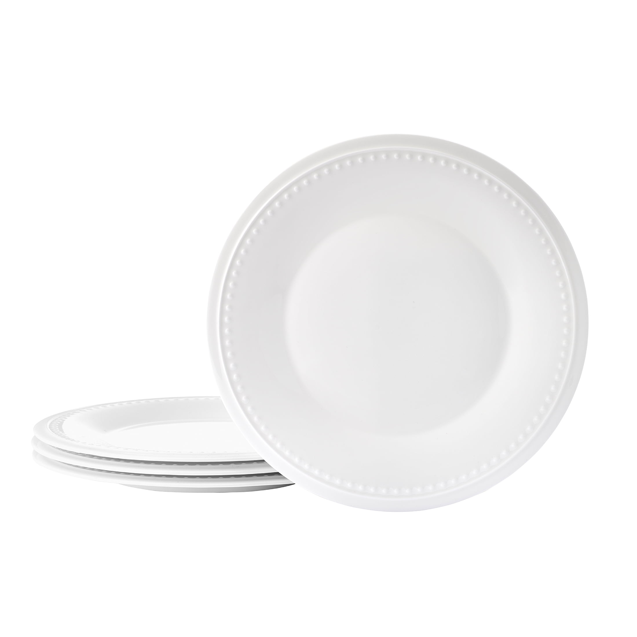 Fitz and Floyd Nevaeh White Classic Bead 9" Round Bone China Salad ...