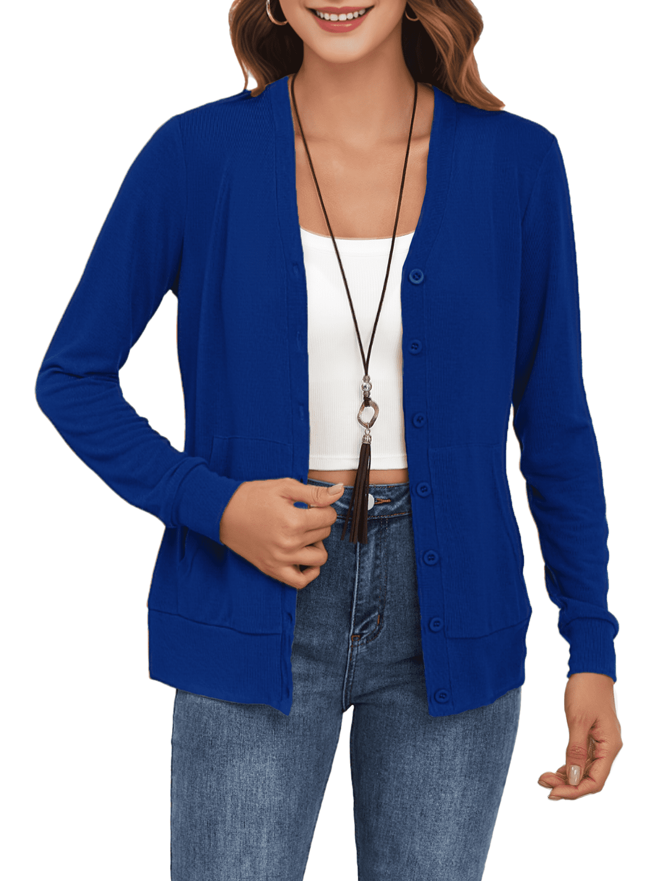 FIUFY Cardigan Button Down Shirts for Woman Long Sleeve Casual ...