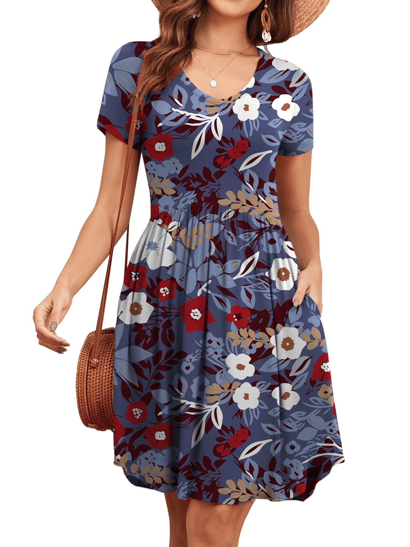 FIUFY Womens Short Sleeve Dresses Casual Loose Fit Swing T Shirt Dress ...