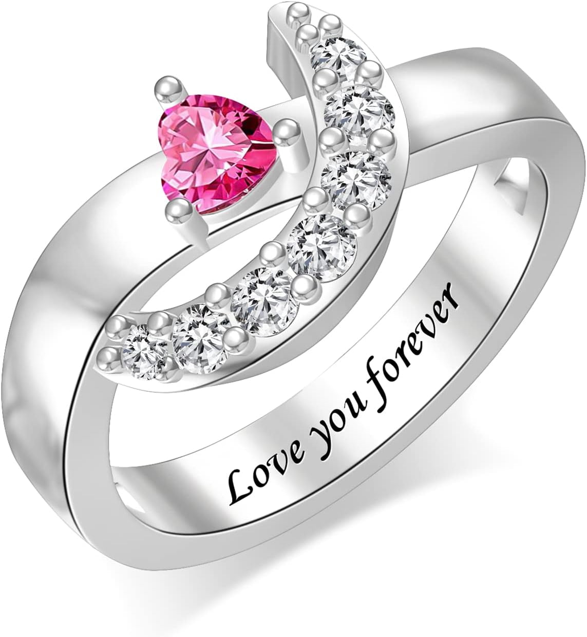 FIUWSFUK Engraved Mother Ring with 1-9 Simulated Birthstones Custom ...