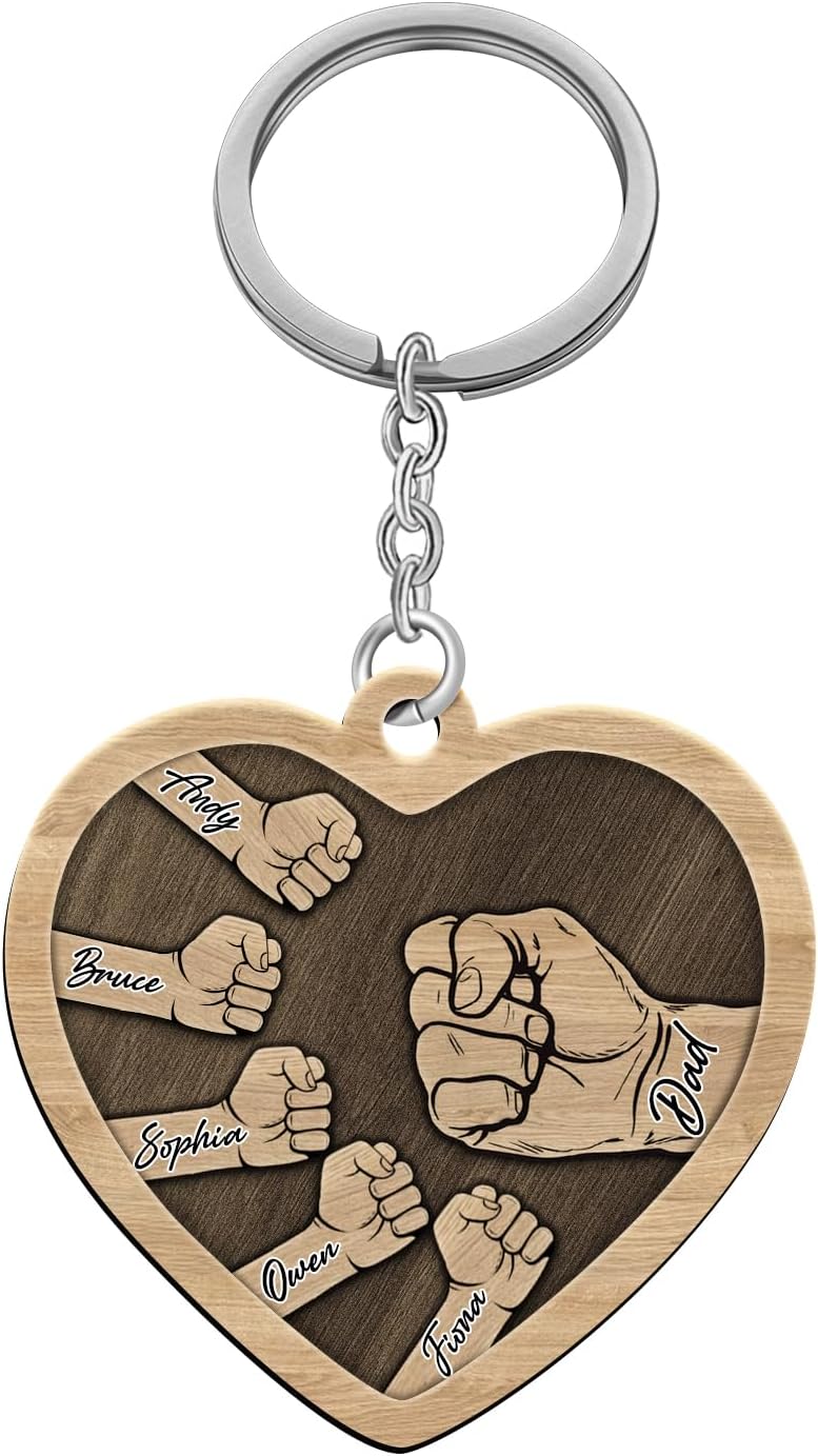 FIUWSFUK Personalized Fist Keychain with 2-6 Names Custom Fists Name ...
