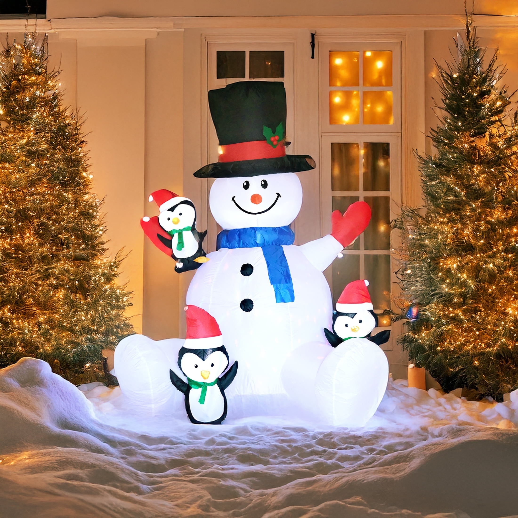 FIVCES 7ft Christmas Inflatable, Christmas Penguin Snowman Balloon for ...