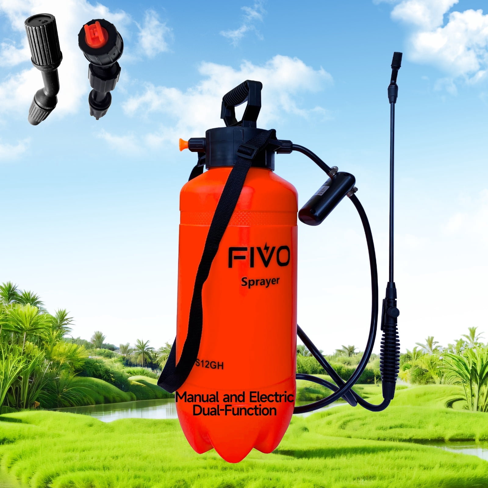 FIVO, 2 Gallon Sprayer, Rechargeable Battery Electric Pump, Portable ...