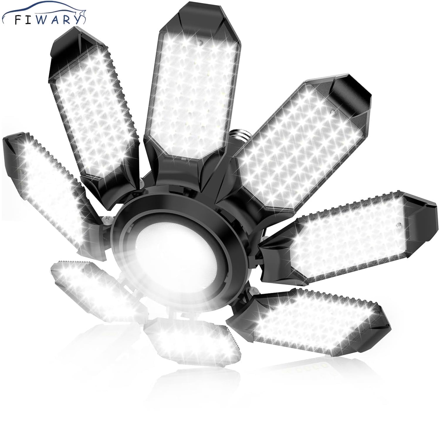 FIWARY Super Bright LED Garage Light, 25000LM, 8 Adjustable Panels ...