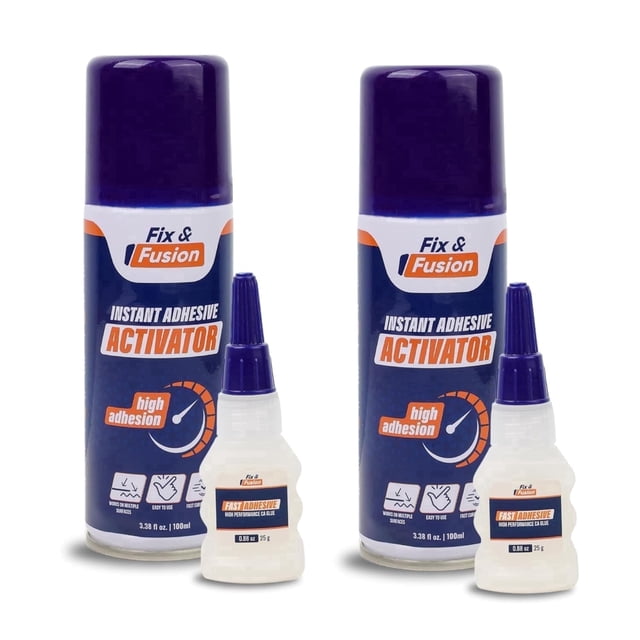 FIX & FUSION CA Glue with Activator Kit, 3-Sec Dry Time, 0.88+3.38oz ...